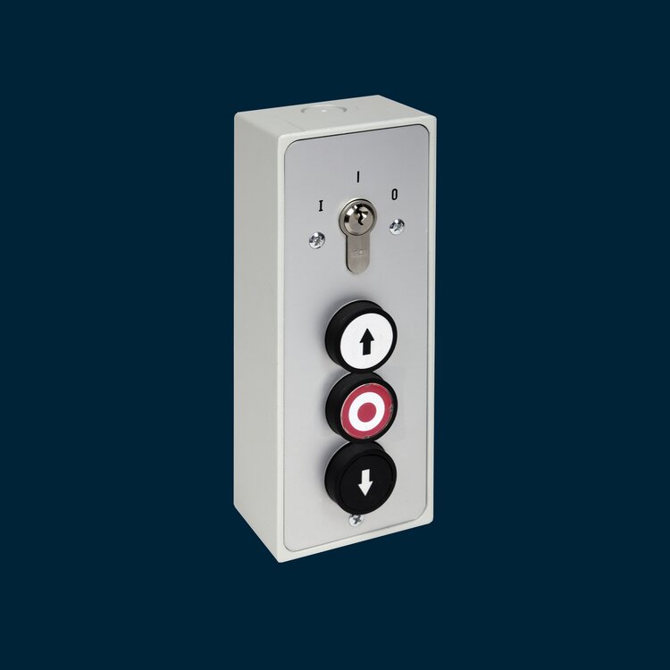 Push button OPEN-STOP-CLOSE, lockable with key, surface mounting